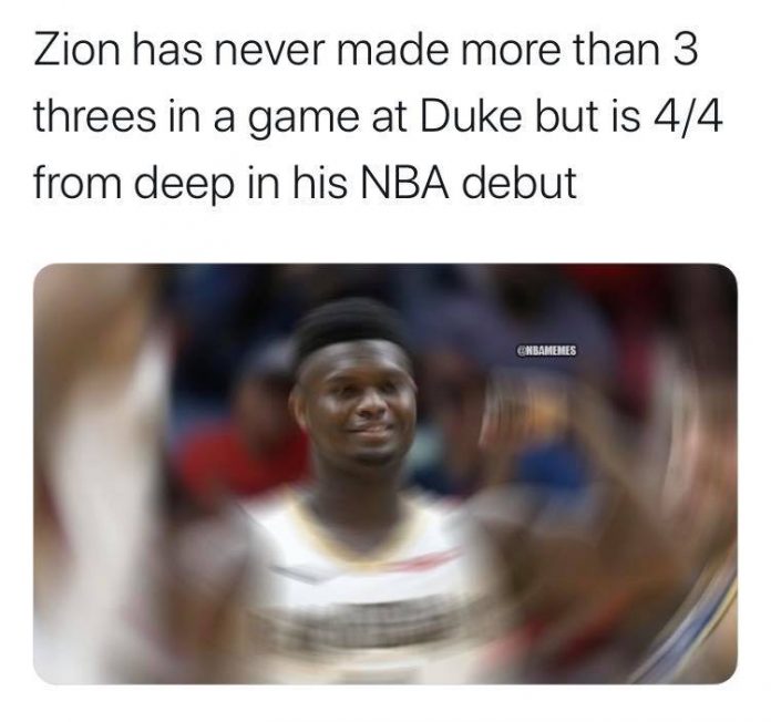 8 Best Memes of Zion Williamson Making his NBA Debut - Sportige